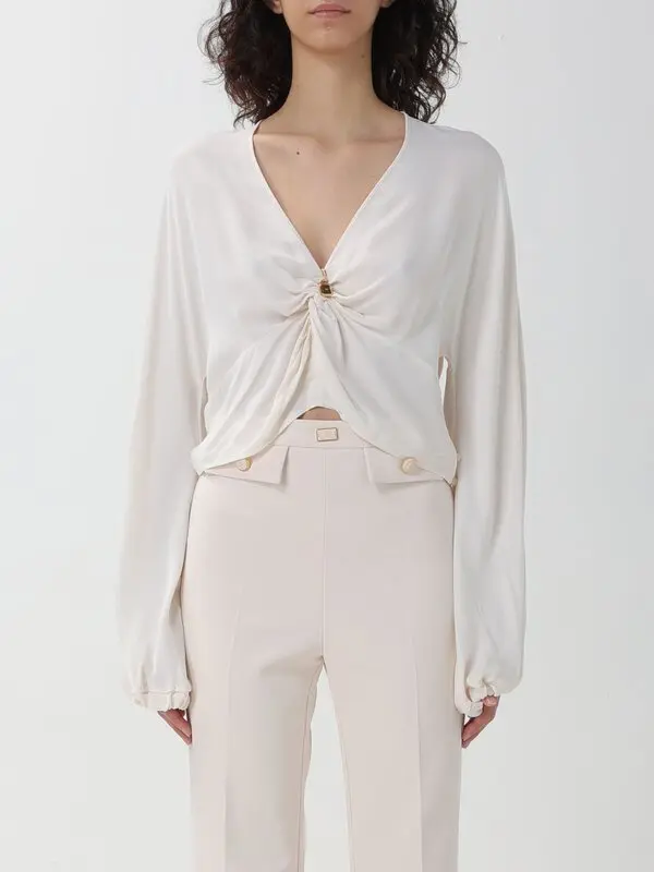 Elisabetta Franchi Draped Knot Detail V-neck Blouse