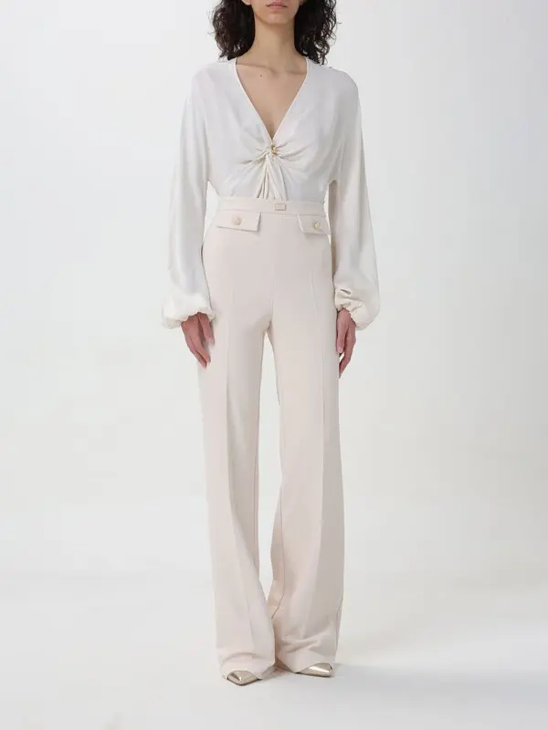 Elisabetta Franchi Draped Knot Detail V-neck Blouse