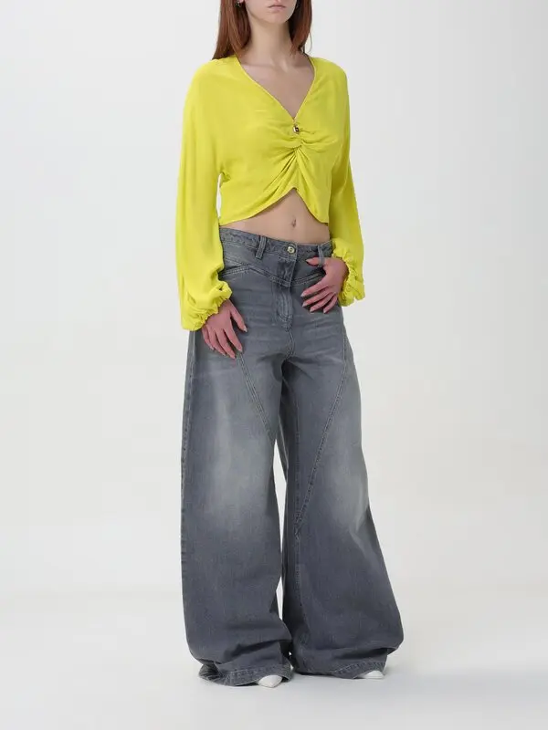 Elisabetta Franchi Draped Knot Detail V-neck Blouse