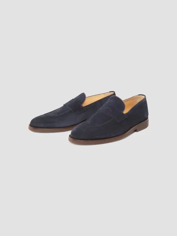 Brunello Cucinelli Leather Loafers - Navy