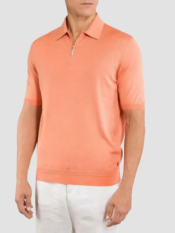 Stefano Ricci Zip Polo Shirt - Orange