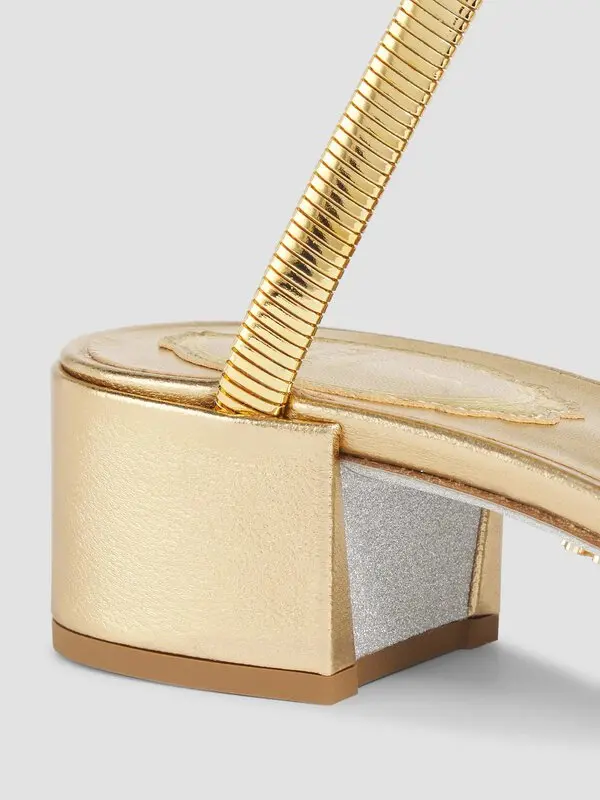 Rene Caovilla 40mm Metallic Leather Wrap Sandals