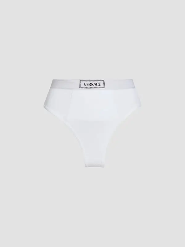 Versace Ribbed Logo Brief - White