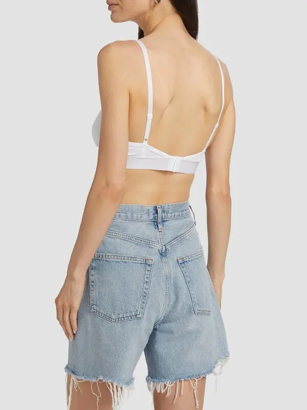 Versace Rib-knit Logo Bralette - White