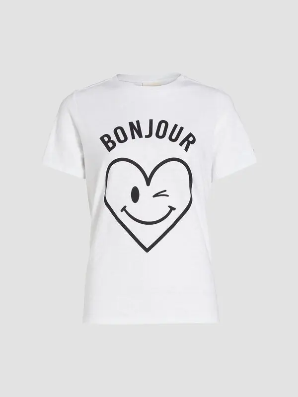 Cinq À Sept Bonjour Smiling Heat Graphic Cotton T-shirt