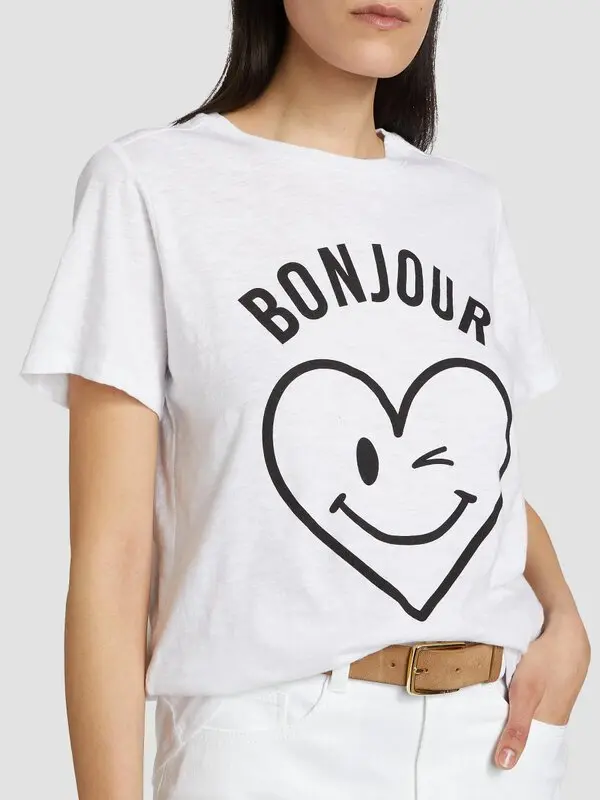 Cinq À Sept Bonjour Smiling Heat Graphic Cotton T-shirt