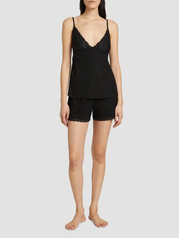 Natori Feathers 2-piece Lace-trimmed Pajama Set