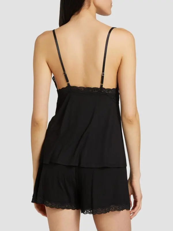 Natori Feathers 2-piece Lace-trimmed Pajama Set