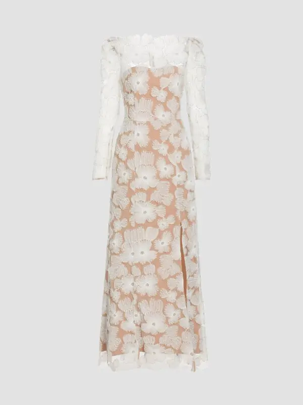 ELLIATT The New Bride Darcy Embellished Mesh Gown - White