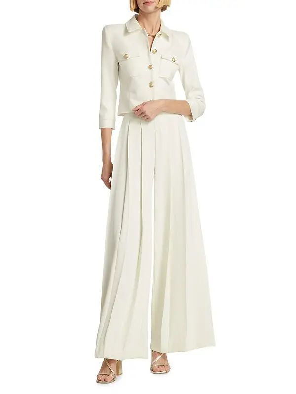 L'Agence Nova Pleat Straight-leg Pants - Ivory