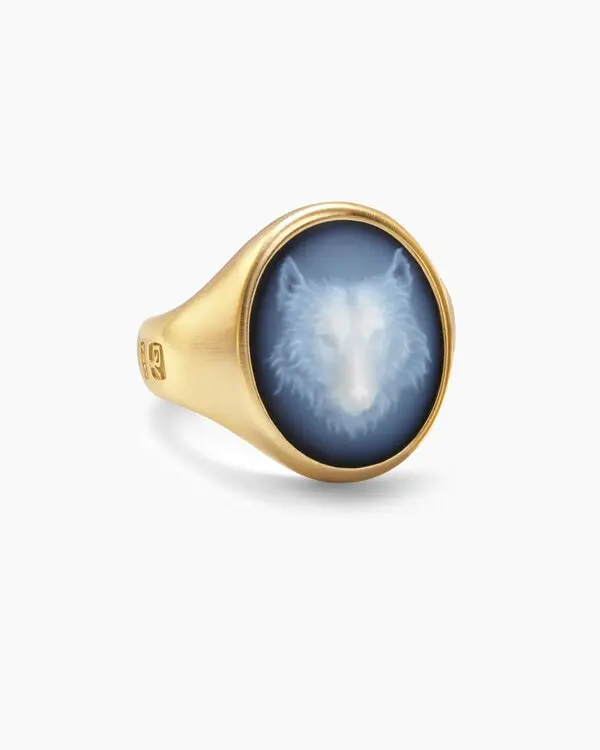 David Yurman Petrvs® Wolf Signet Ring - Banded Agate