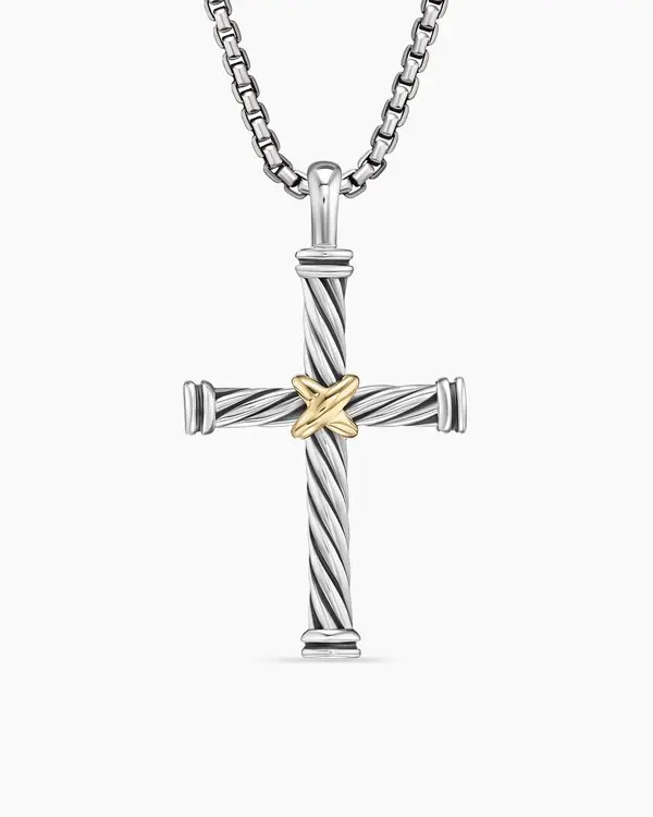 David Yurman Cable Cross Pendant - Sterling Silver/18k Yellow Gold