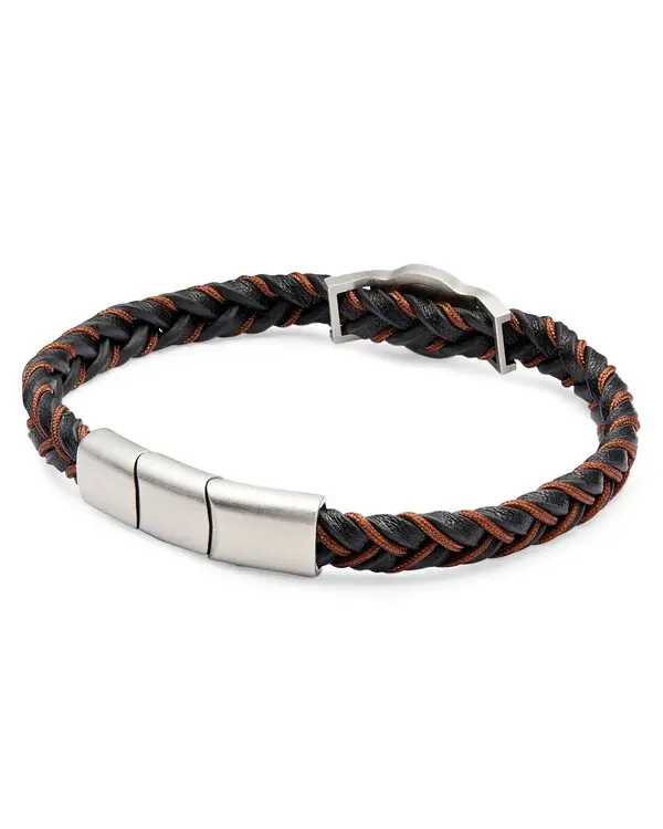 LINK UP Two Tone Braided Rope And Leather Bracelet - Black