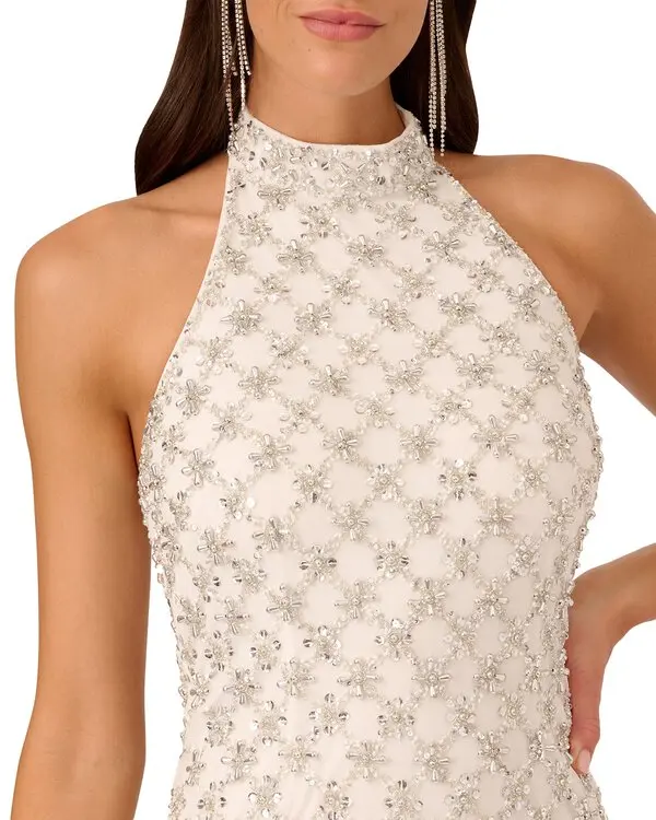 Liv Foster Beaded Halter Mini Dress In Ivory - 76% Off | Editorialist