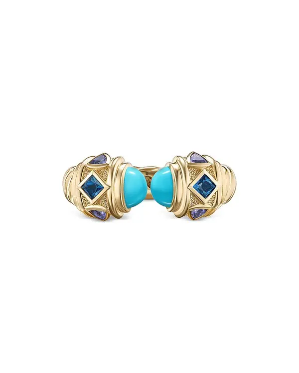 David Yurman Renaissance Ring In 18k Yellow Gold With Malachite And Tsavorites