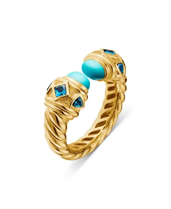 David Yurman Renaissance Ring In 18k Yellow Gold With Malachite And Tsavorites