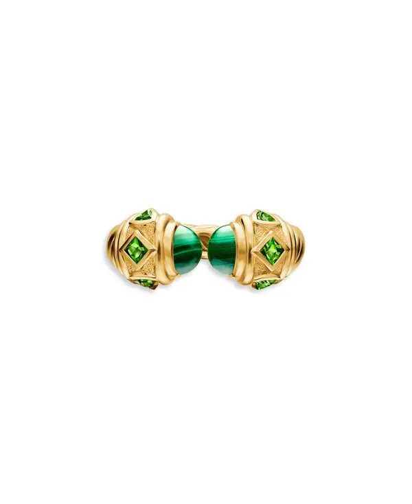 David Yurman Renaissance Ring In 18k Yellow Gold With Malachite And Tsavorites - Green/gold