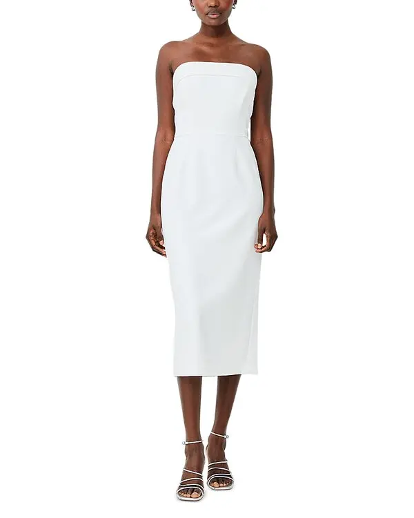 french connection echo crepe midi dress French Connection Echo Crepe Strapless Midi Dress In Summer White - 63% Off