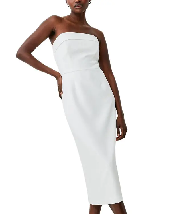 French Connection Echo Crepe Strapless Midi Dress In Summer White - 63% Off  | Editorialist