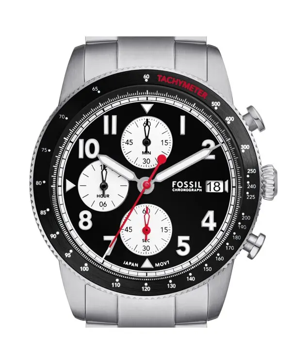 Fossil Sport Tourer Chronograph Watch - Black/silver