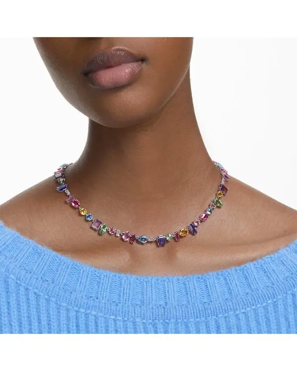 SWAROVSKI Gema Crystal Necklace Rhodium Plated