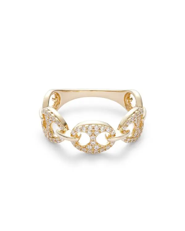 Bloomingdale'S Diamond And 14k Yellow Mariner Link Ring