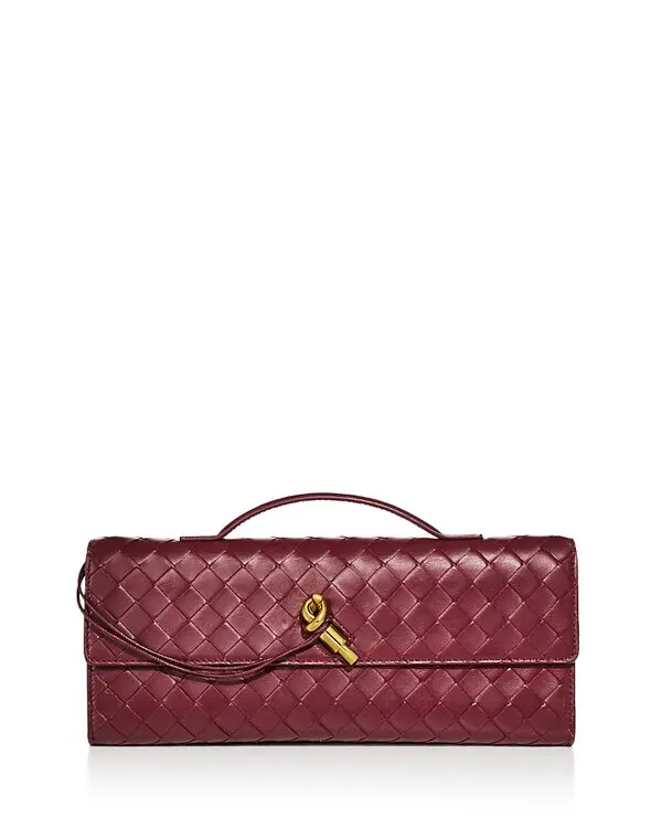 Bottega Veneta Andiamo Intrecciato Leather Clutch - Dark Barolo Leather