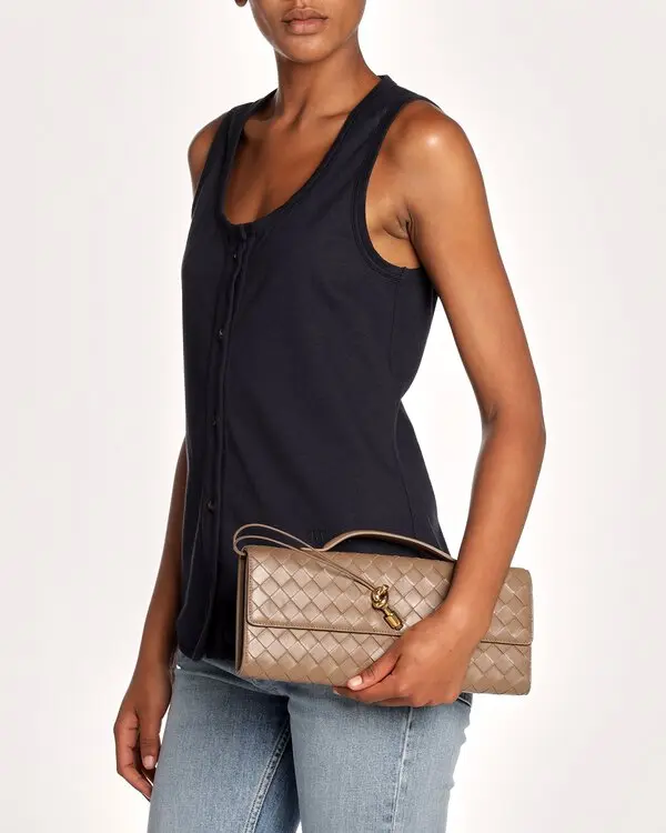 Bottega Veneta Andiamo Intrecciato Leather Clutch - Pinecone Leather