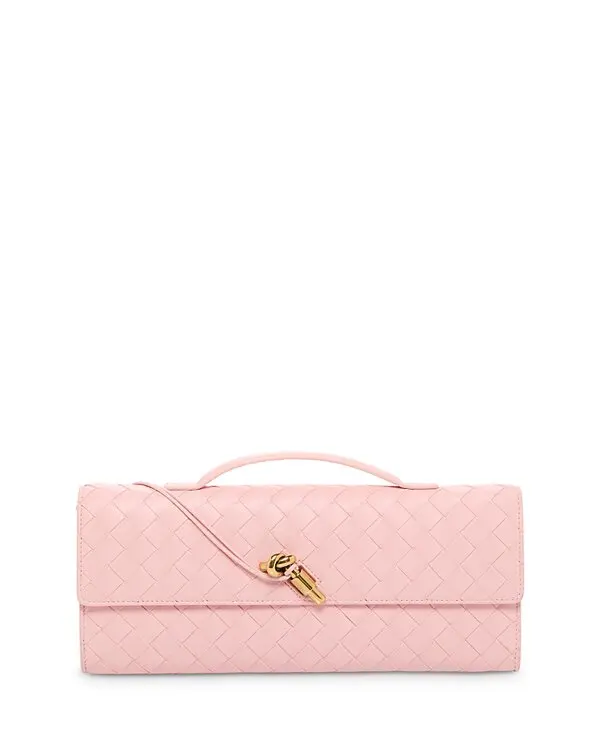 Bottega Veneta Andiamo Intrecciato Leather Clutch - Rose Leather