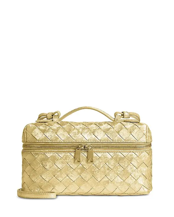 Bottega Veneta Intrecciato Leather Vanity Case - Gold Metallic
