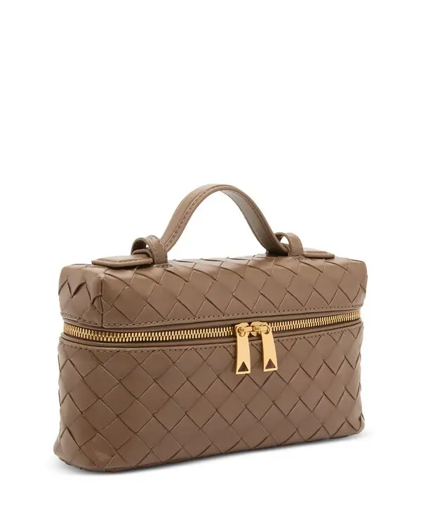 Bottega Veneta Intrecciato Leather Vanity Case - Pinecone/gold