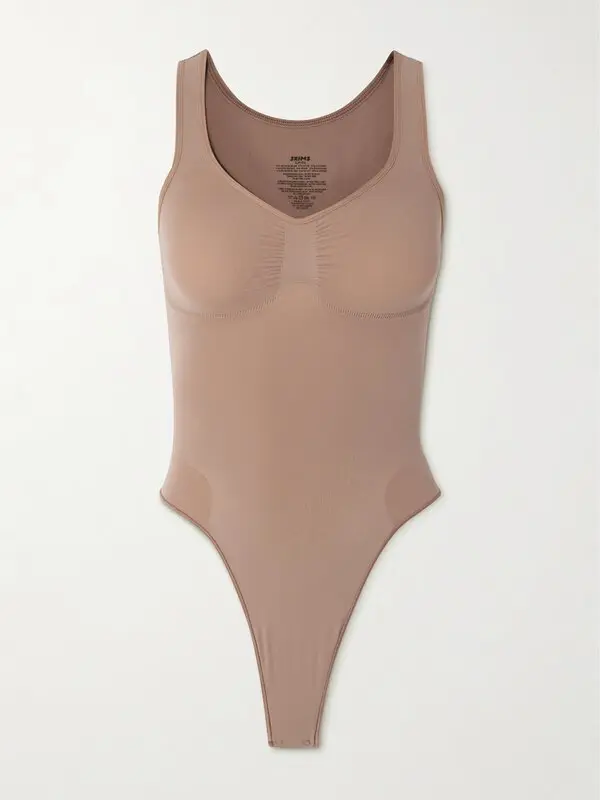 SKIMS Seamless Sculpt Scoop Neck Thong Bodysuit - Brown