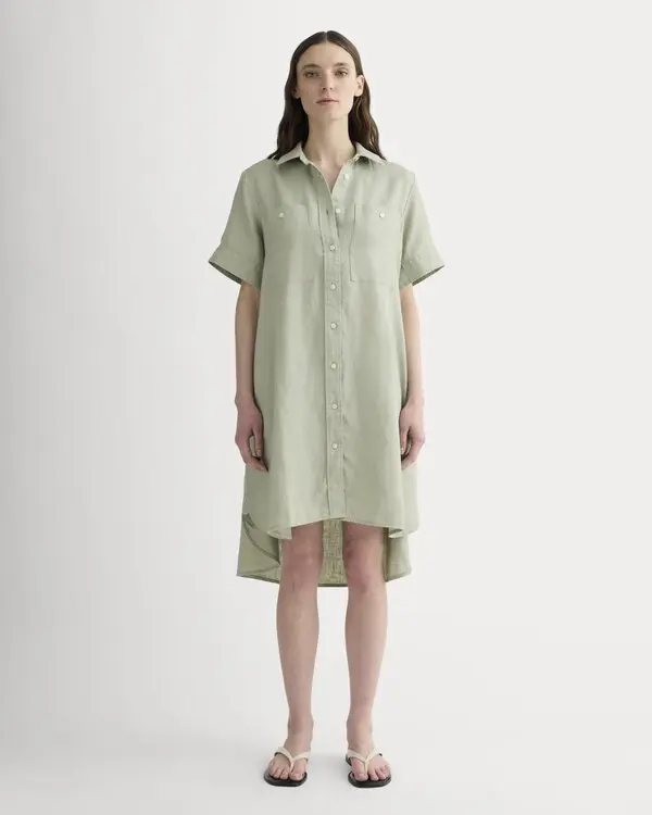 chinese dress ladies The Linen Eyelet Shirtdress
