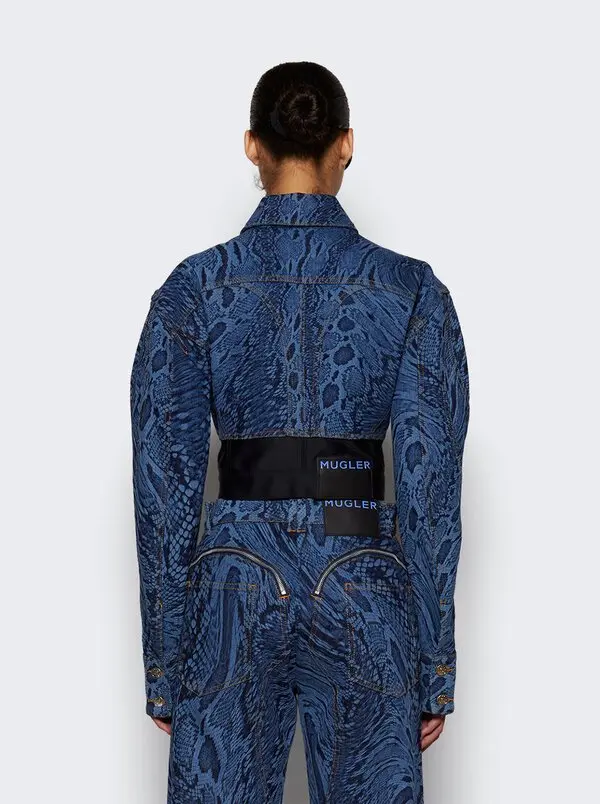 MUGLER Snake Print Jacket - Medium Blue