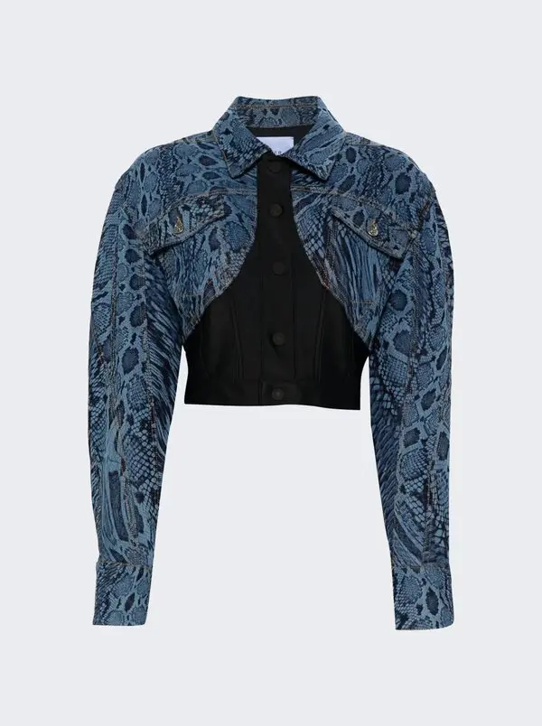 MUGLER Snake Print Jacket - Medium Blue