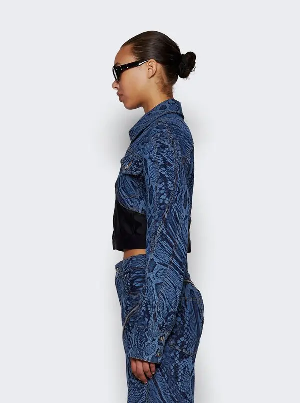MUGLER Snake Print Jacket - Medium Blue