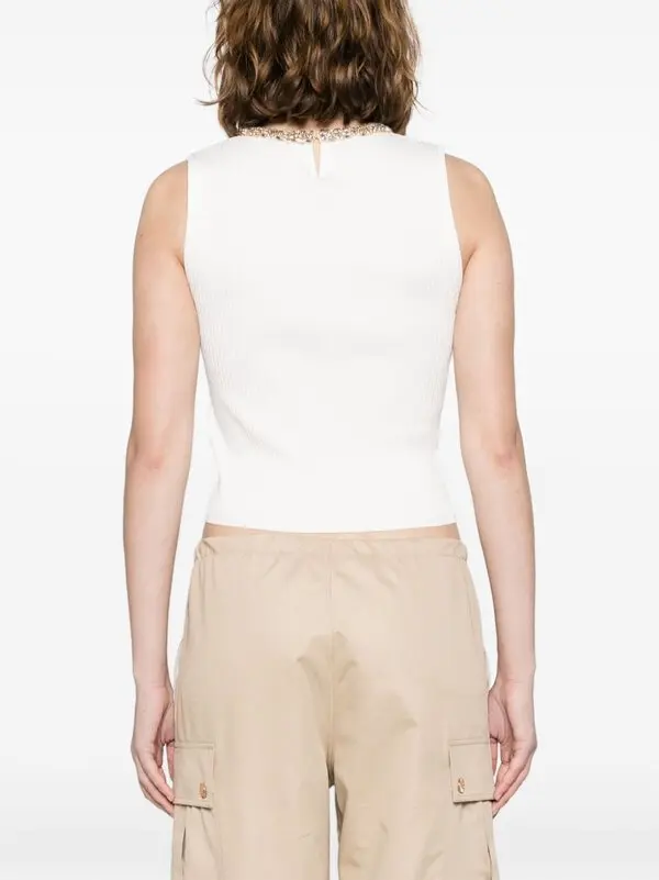 Sandro Rhinestone-embellished Ribbed Top