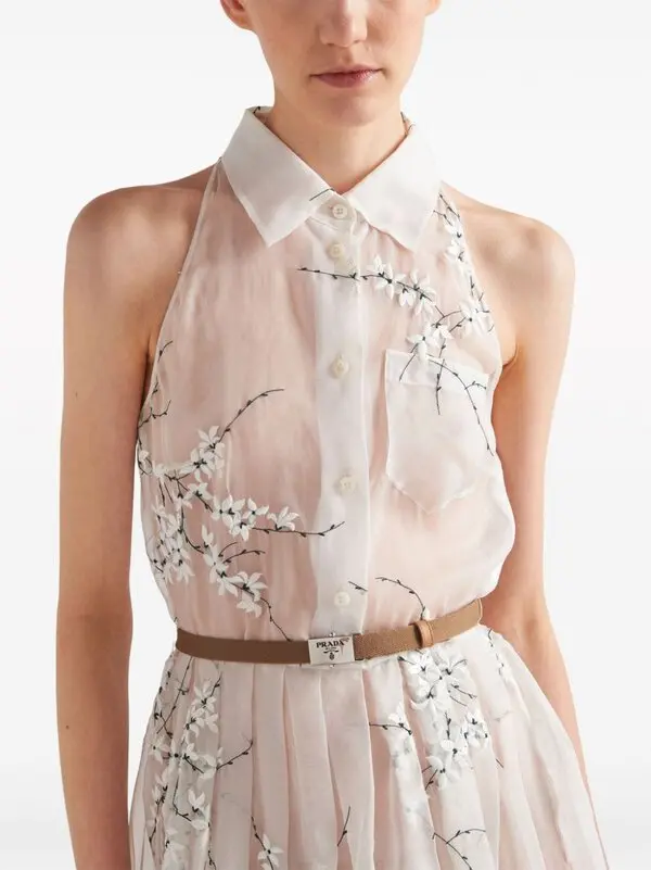Prada Floral-embroidered Silk Midi Dress