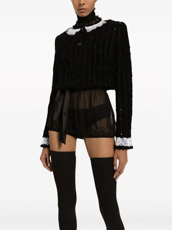 Dolce & Gabbana Sequin-embellished Cropped Jacket