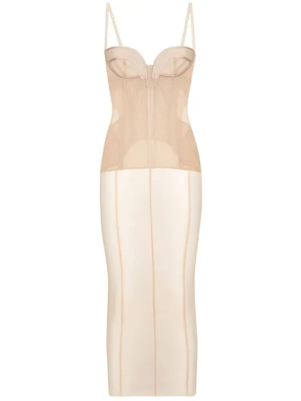 Dolce & Gabbana Sheer Tulle Bustier Dress - Neutrals