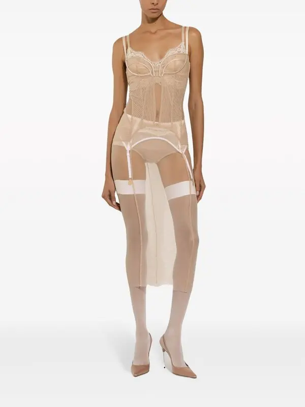 Dolce & Gabbana Sheer Tulle Bustier Dress - Neutrals
