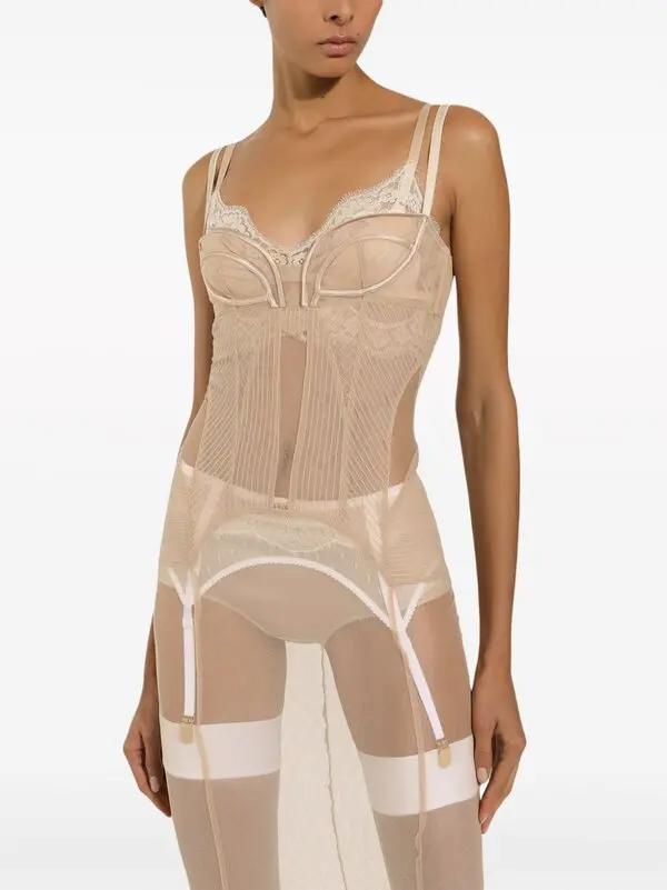 Dolce & Gabbana Sheer Tulle Bustier Dress - Neutrals