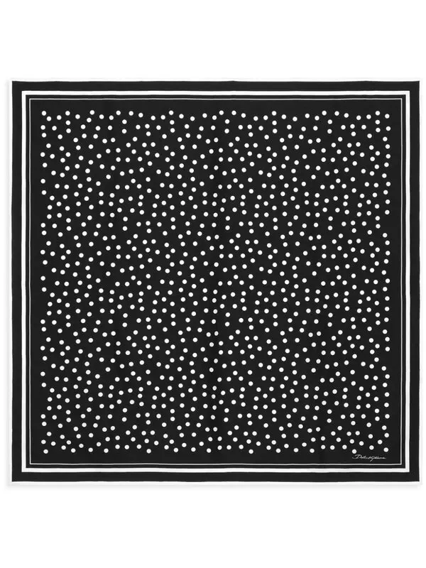 Dolce & Gabbana Polka Dot-print Silk Scarf - Black