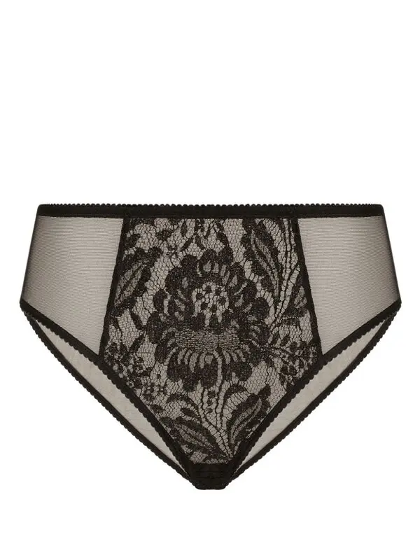 Dolce & Gabbana Floral-lace Virgin Wool Briefs - Black