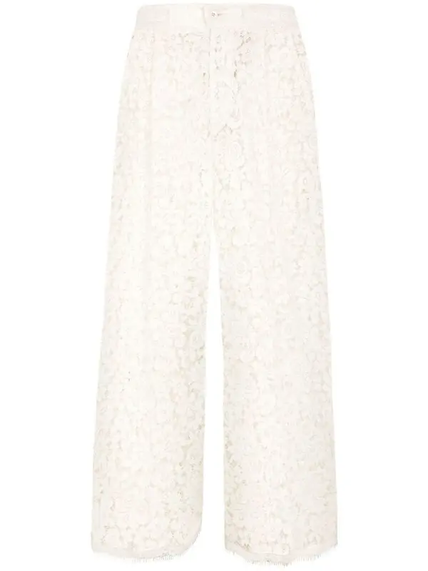 Dolce & Gabbana Wide-leg Floral-lace Trousers - White