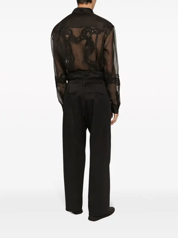 Dolce & Gabbana Lace-embellished Sheer Organza Shirt