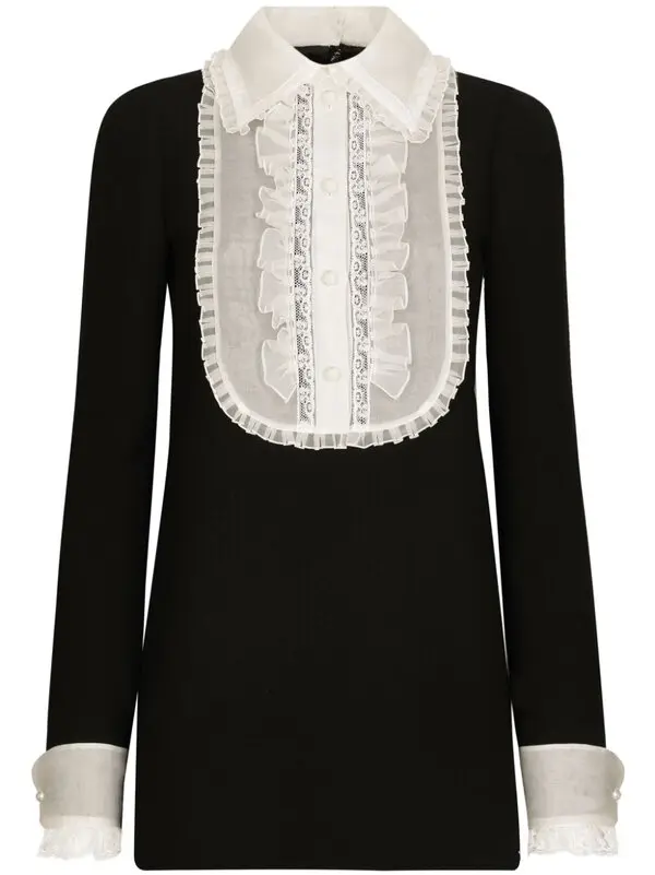 Dolce & Gabbana Bib-collar Virgin Wool-blend Minidress