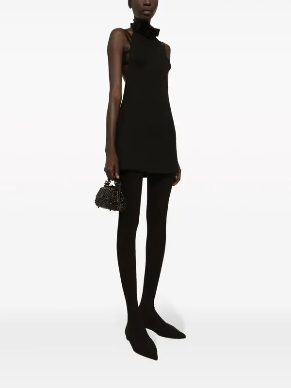Dolce & Gabbana Floral-appliqués Sleeveless Minidress - Black