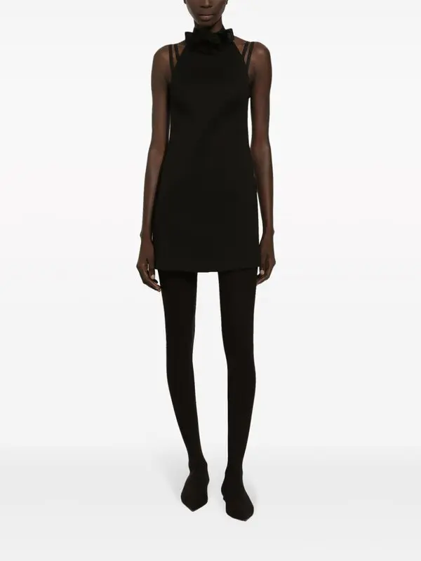 Dolce & Gabbana Floral-appliqués Sleeveless Minidress - Black