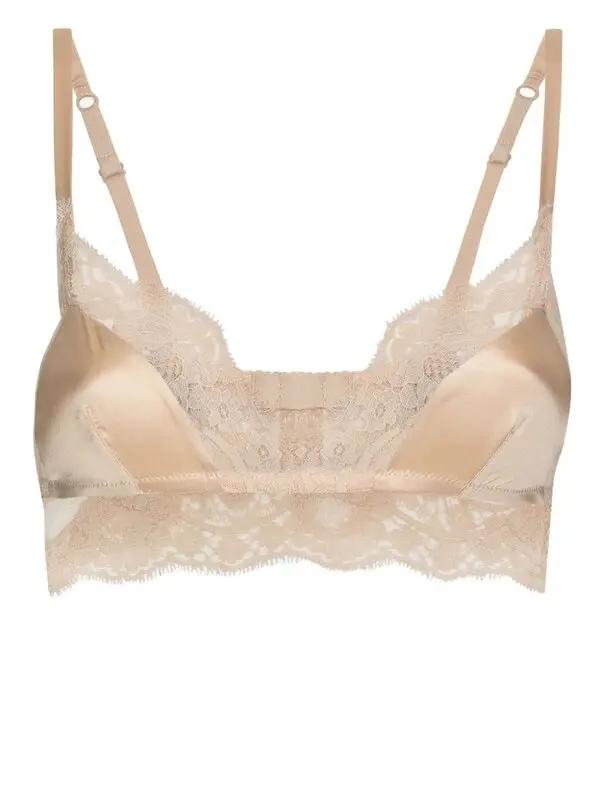 Dolce & Gabbana Lace-trim Satin Bralette - Neutrals